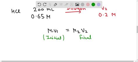 how many ml of water must be added to 200 ml of 0 65 m hcl to dilute