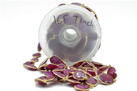 Ruby Connector Link Chain Ruby Bezel ChainRuby Free Shape Etsy