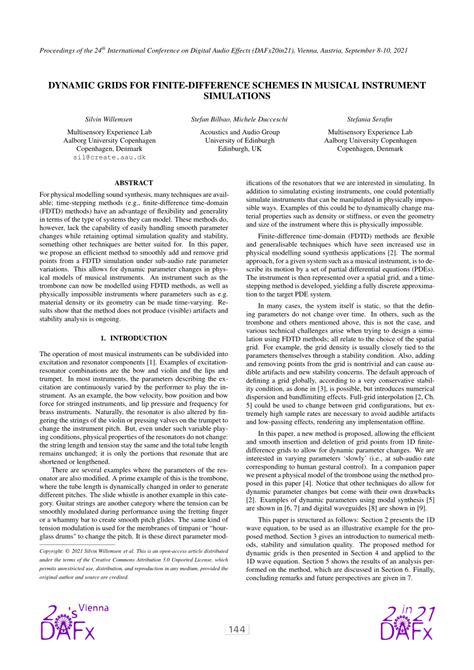 Pdf Dynamic Grids For Finite Difference Schemes In Musical Instrument Simulations