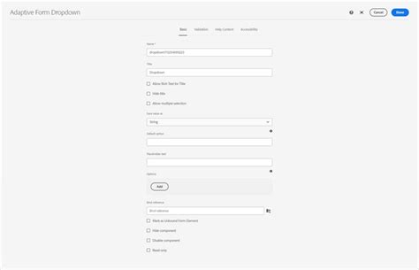 Adaptive Forms Core Component Drop Down List Adobe Experience Manager