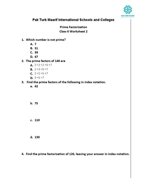 Free Prime Factorization Worksheet 6th Grade Download Free Prime