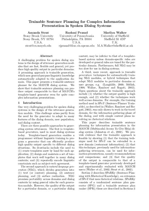 Pdf Trainable Sentence Planning For Complex Information Presentation