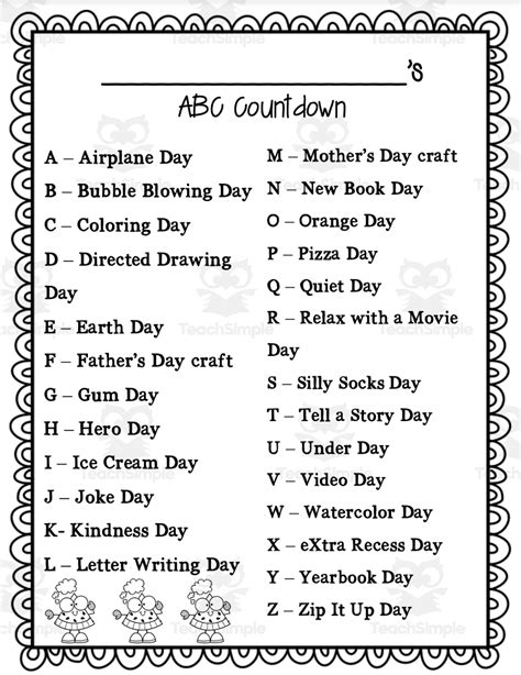 Abc Countdown Calendar Reflection Book By Teach Simple