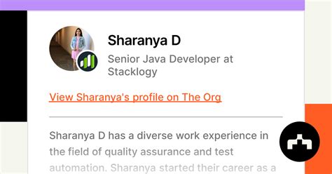 Sharanya D Senior Java Developer At Stacklogy The Org