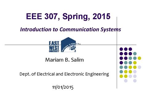 eee 307 spring 2015 introduction to communication systems