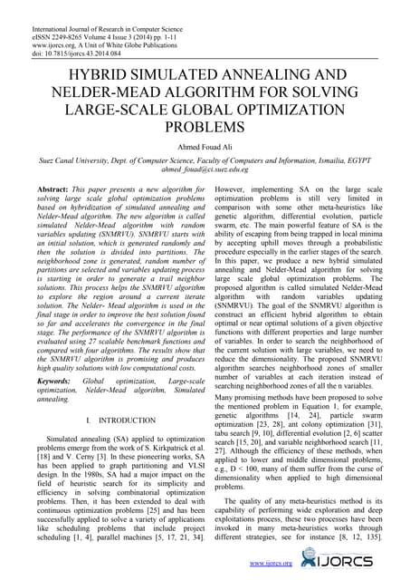 Hybrid Simulated Annealing And Nelder Mead Algorithm For Solving Large Scale Global Optimization