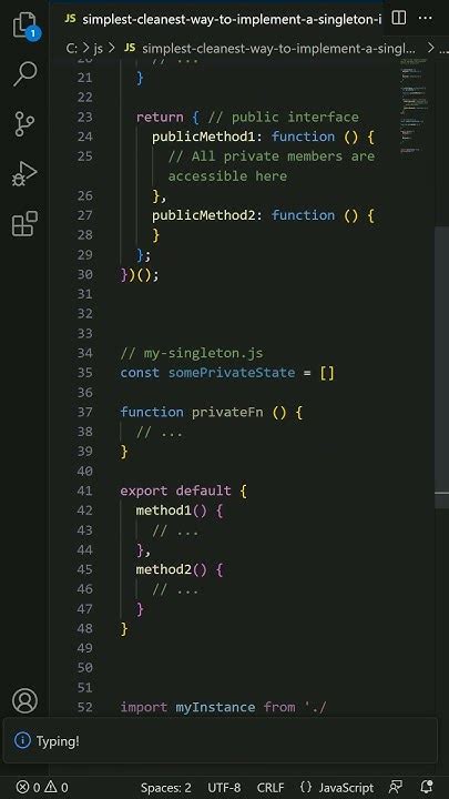 Function Simplestcleanest Way To Implement A Singleton In Javascript Youtube