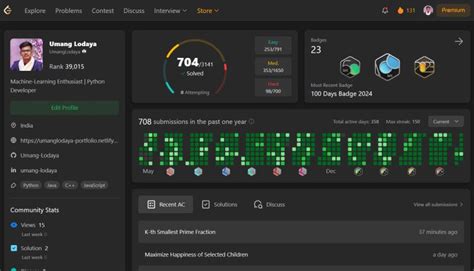 Umang Lodaya On Linkedin Python Leetcode Problemsolving