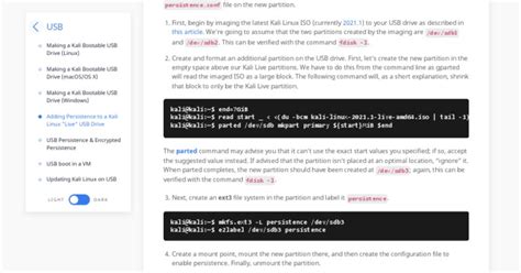 Creating A Persistent Partition On A Kali Linux Live Usb Drive Pdf