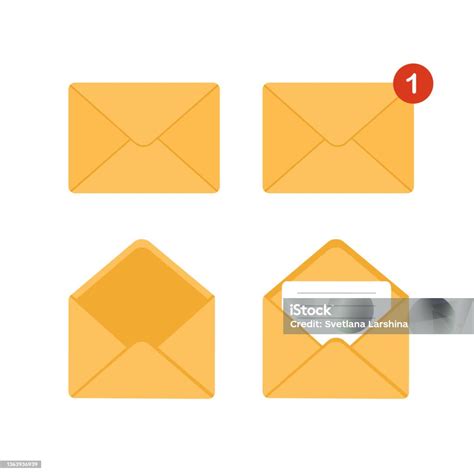 메일 봉투 아이콘입니다 Sms 메시지 알림 초대장을 받습니다 배달 서신 및 문자의 개념 플랫 만화 스타일의 벡터 일러스트레이션 개체 그룹에 대한 스톡 벡터 아트 및 기타