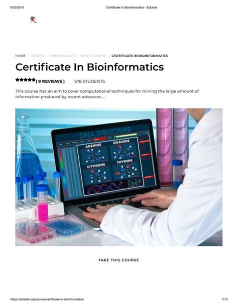 Certificate In Bioinformatics Edukite Pdf