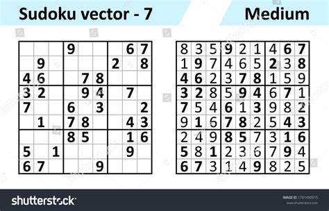 Sudoku Game Answers Simple Vector Design Stock Vector Royalty Free 1701490915 Shutterstock
