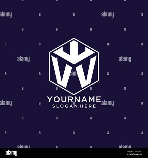 Initials VV Logo Hexagon Shape Creative Geometric Logo Design Concept Vector Graphic Stock