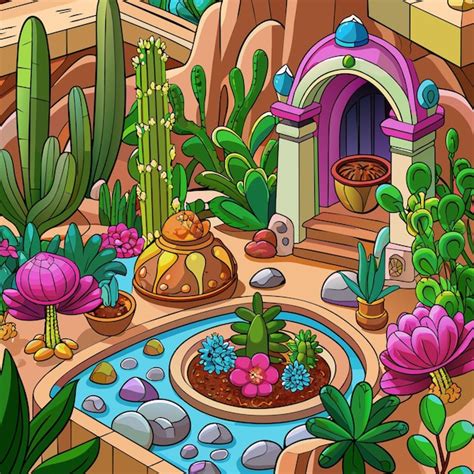 deserts hidden garden vector graphics illustration eps source file