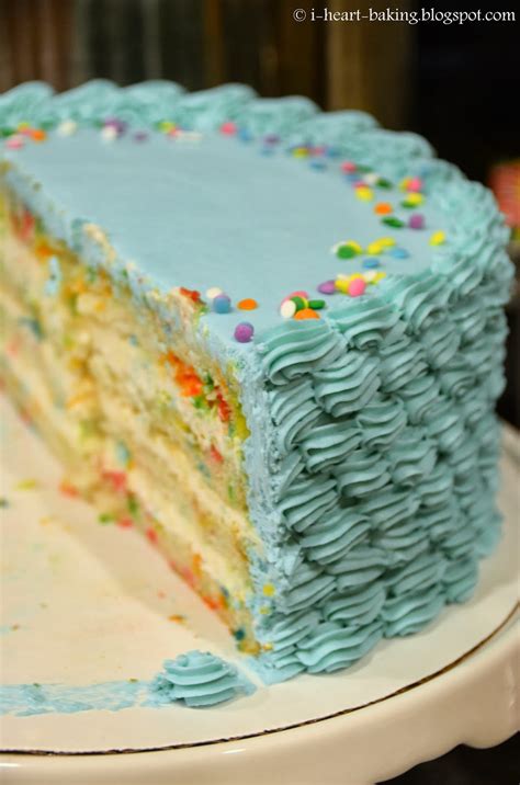 I Heart Baking Blue Funfetti Birthday Cake With Piped Shell Sides