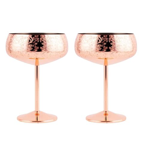 Copper Etched Coupe Glass Set Of 2 14 Ounce — Bar Products
