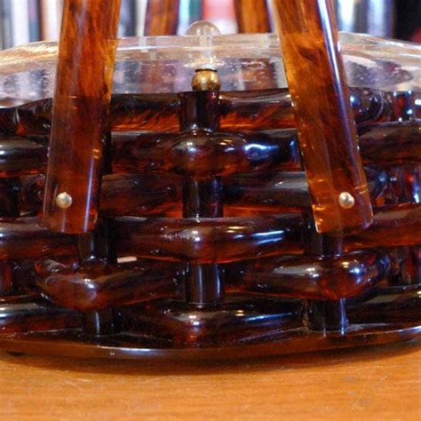 Tortoise Shell Gorgeous Heavy 1950s Lucite Basket We Gem Tortoise Shell Gorgeous Heavy 1950s Lucite Basket We Gem