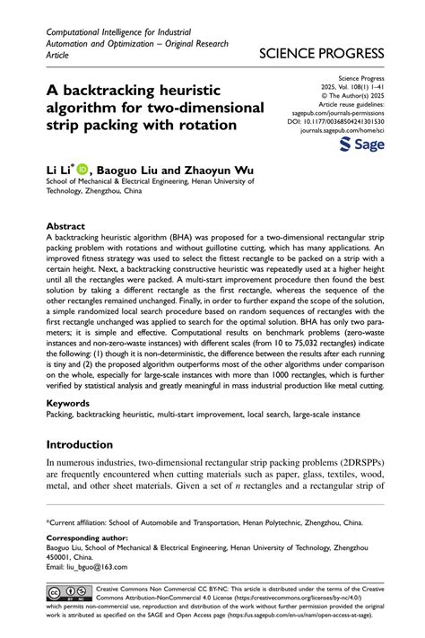 Pdf A Backtracking Heuristic Algorithm For Two Dimensional Strip