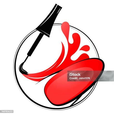 Kuas Melukis Kuku Dengan Pernis Merah Ilustrasi Stok Unduh Gambar