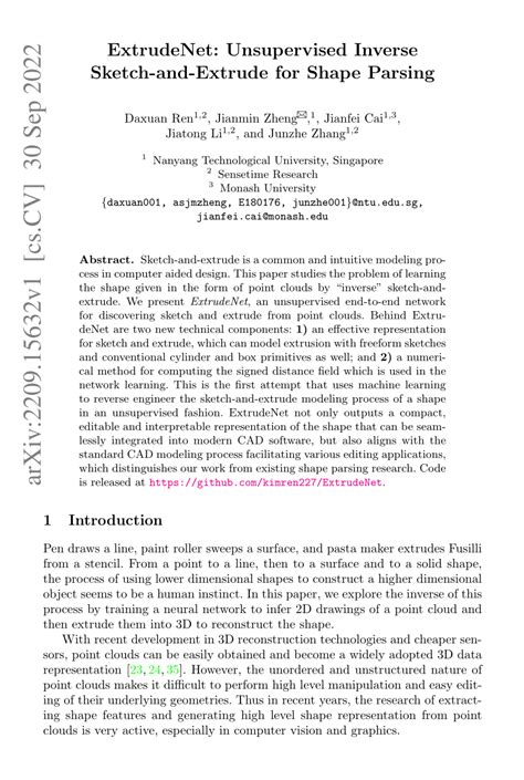 Pdf Extrudenet Unsupervised Inverse Sketch And Extrude For Shape Parsing