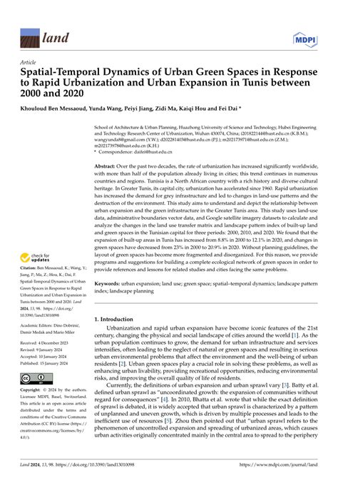 Pdf Spatial Temporal Dynamics Of Urban Green Spaces In Response To