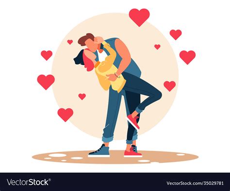 First Kiss In Flat Time Royalty Free Vector Image