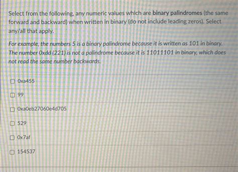 Solved Select From The Following Any Numeric Values Which