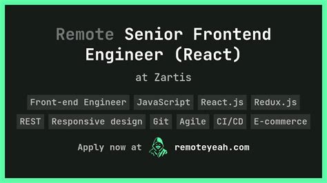 Remote Senior Frontend Engineer React At Zartis