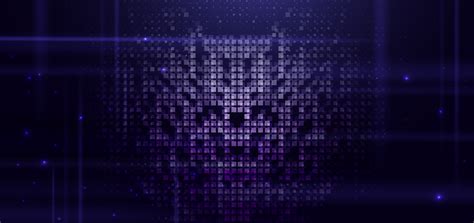 Abstract Technology Futuristic Digital Concept Square Pattern With Lighting Glowing Particles