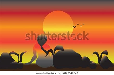 Illustrator Vector Background Art Girl Colorful Stock Vector Royalty