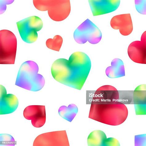 추상 벡터 흐르는 마음 원활한 패턴입니다 멀티 컬러 실루엣 하트 매끄러운 감촉 발렌타인 데이 사랑 결혼식 0명에 대한 스톡 벡터