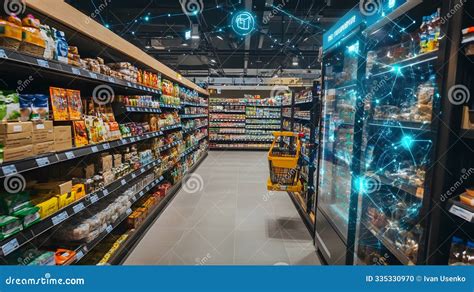 Smart Retail Store With Iot And Self Checkout Systems Stock Smart Retail Store With Iot And Self Checkout Systems Stock