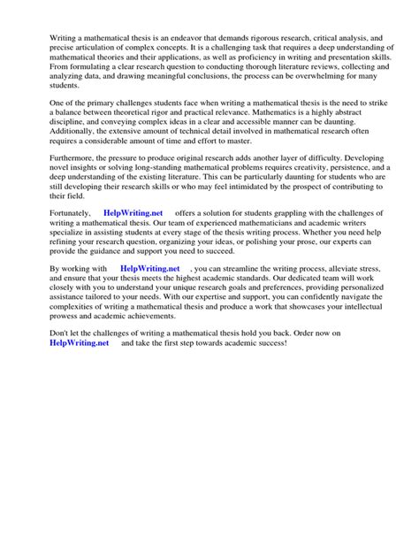 Writing A Mathematical Thesis Pdf Mathematics Thesis