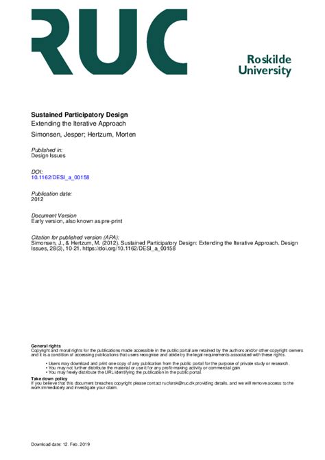 pdf sustained participatory design extending the iterative approach