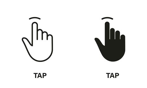 Tap Gesture Hand Cursor Of Computer Mouse Line And Silhouette Black Icon Set Touch Click