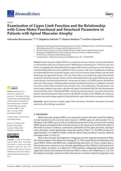 Pdf Examination Of Upper Limb Function And The Relationship With