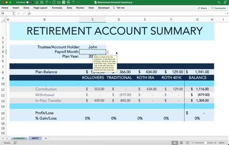 Retirement Excel Spreadsheet