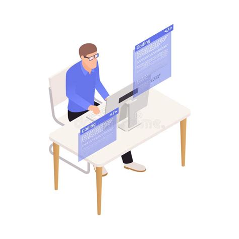 programmer isometric illustration stock vector illustration of