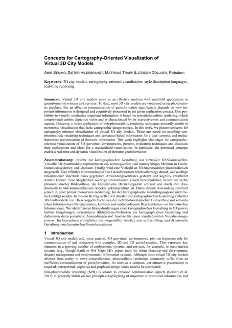 Pdf Concepts For Cartography Oriented Visualization Of Virtual 3d City Models