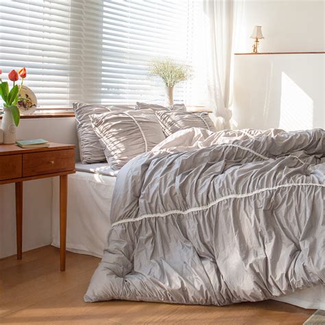 고밀도 수피마 코튼 100수 부드러운 드레스 셔링 호텔 알러지 차렵이불세트 3colorsssqklkek 1678248144 그래이불