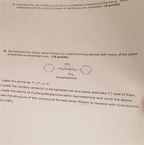 Solved Describe The Role Of HDL S And LDL S In Cholesterol Chegg Com
