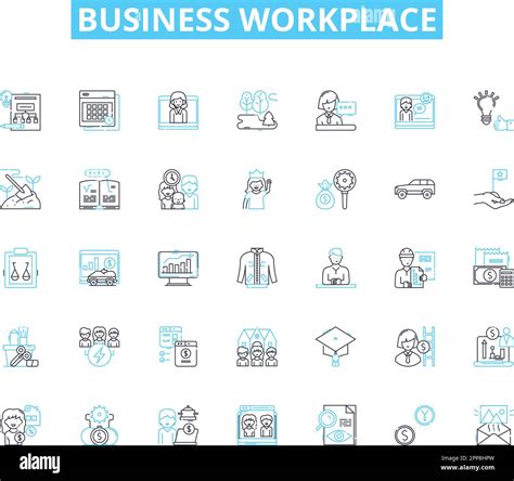 Business Workplace Linear Icons Set Collaboration Productivity