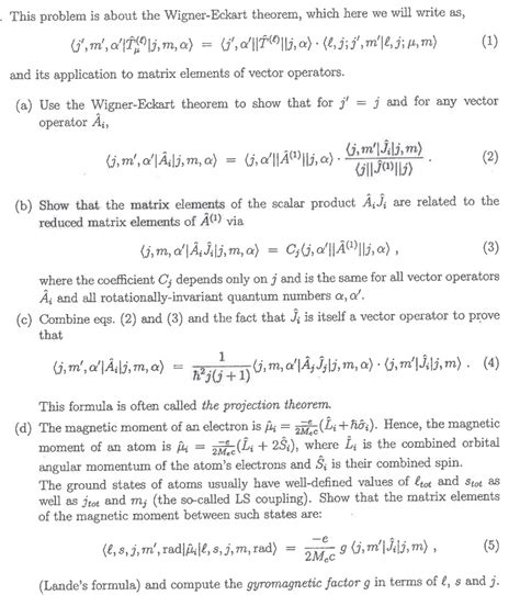 Solved This Problem Is About The Wigner Eckart Theorem