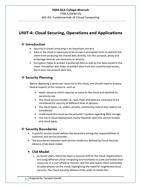 unit4 cloud securing operations applications pdf cloud computing