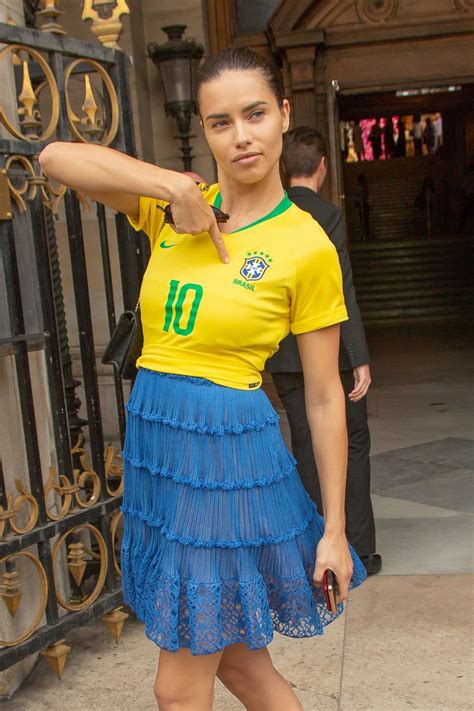 Adriana Lima In A Patriotic Brazil Football Shirt In Honour Of The