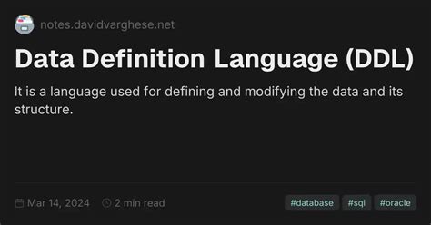 Data Definition Language Ddl