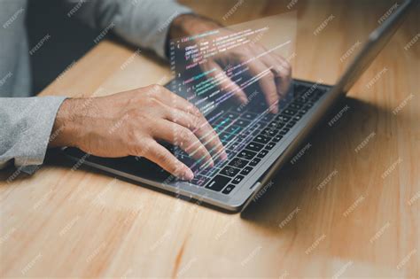 Premium Photo Man Programming Coding Web App From Work At Home Code