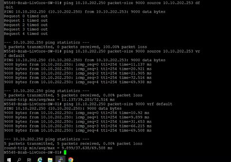 df bit ping test for jumbo frames failing but interface showing jumbo