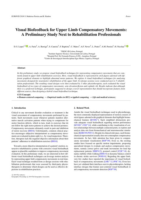 Pdf Visual Biofeedback For Upper Limb Compensatory Movements A