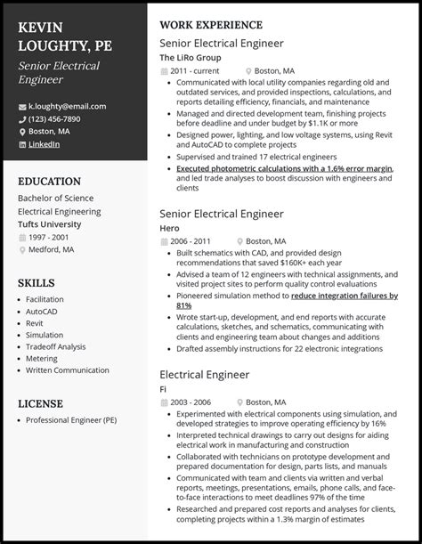 3 Senior Electrical Engineer Resume Examples For 2026